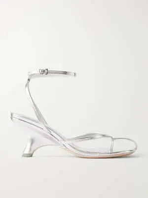 Simkhai Kelsey Metallic-leather Wedge Sandals - Silver