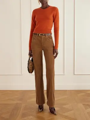 Saint Laurent High-rise Cotton-corduroy Flared Pants - Brown