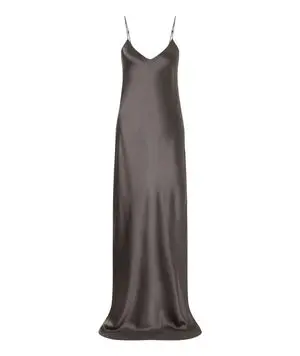 NILI LOTAN Silk Charmeuse Cami Gown - Gray