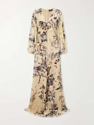 Etro Printed Floral-jacquard Maxi Dress - Beige