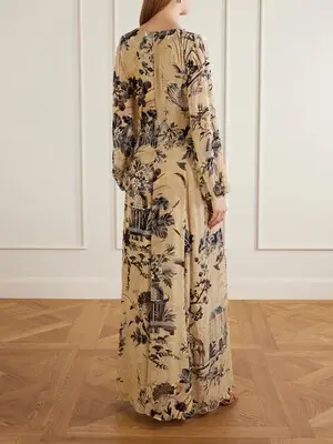 Etro Printed Floral-jacquard Maxi Dress
