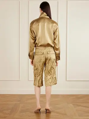 Aflalo Bromer Crinkled Satin Cargo Shorts
