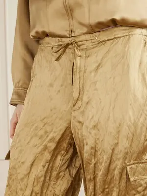 Aflalo Bromer Crinkled Satin Cargo Shorts