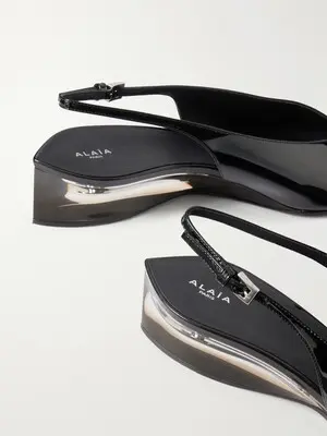 Alaïa Patent Leather Slingback Pumps - Black