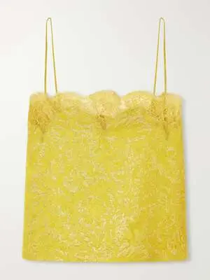 Saint Laurent Brocade And Lace Cami - Yellow