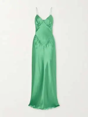 Aflalo Aire Silk-satin Maxi Dress - Green