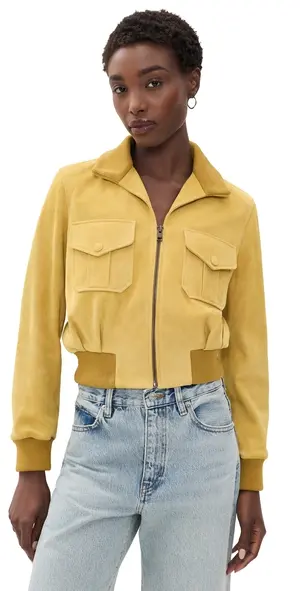 FRAME The Suede Ace Bomber Jacket - Dijon