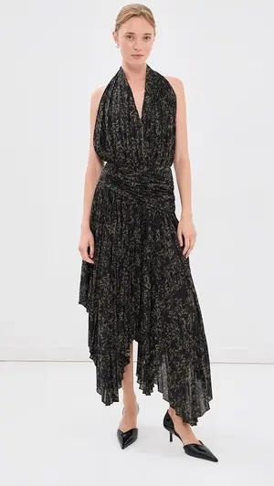 Proenza Schouler Paulina Halterneck Printed Maxi Dress