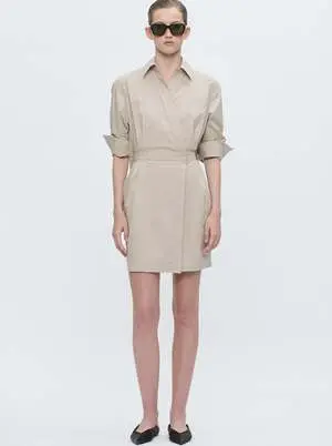 CALLAS MILANO Jaxina Wrap Shirt Dress - Safari