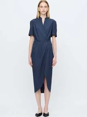 CALLAS MILANO Bali Wrap Dress With Pleated Trousers Detail - Navy