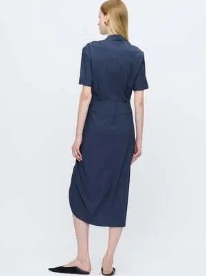 CALLAS MILANO Bali Wrap Dress With Pleated Trousers Detail - Navy