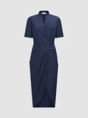 CALLAS MILANO Bali Wrap Dress With Pleated Trousers Detail - Navy