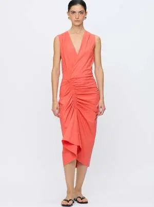 CALLAS MILANO Agnes V-neck Wrap Dress With Adjustable Ruching