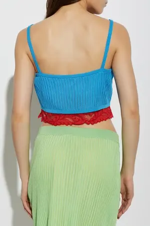 Versace Short Top With Lace Trim