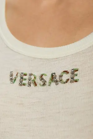Versace Wool Top With Shimmering Logo