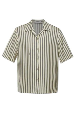 Versace Silk Shirt With "the Meandros" Print - Cream