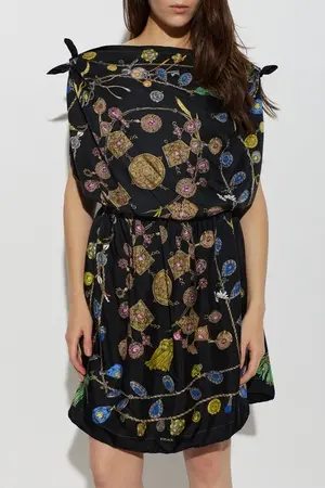 Versace Silk Dress With "broken Jewels" Print
