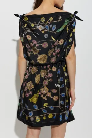 Versace Silk Dress With "broken Jewels" Print