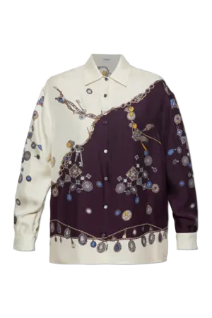 Versace Silk Shirt With "stolen Jewels" Print - Multicolour