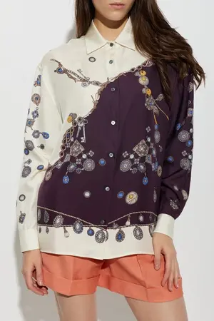 Versace Silk Shirt With "stolen Jewels" Print