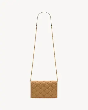 Saint Laurent Yves Chain Wallet In Metallic Leather