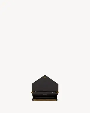 Saint Laurent Yves Chain Wallet In Metallic Leather