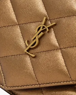 Saint Laurent Yves Chain Wallet In Metallic Leather