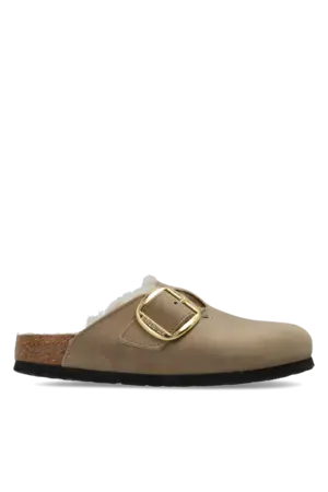 BIRKENSTOCK Boston Big Buckle Shearling Slides - Beige
