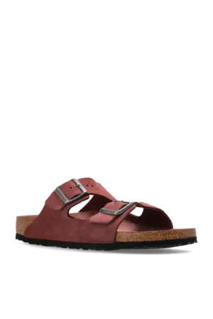 BIRKENSTOCK Arizona Suede Slides With Adjustable Buckles - Pink
