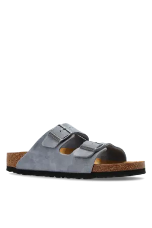 BIRKENSTOCK Arizona Suede Slides With Metal Buckles - Blue