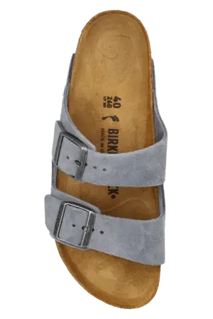 BIRKENSTOCK Arizona Suede Slides With Metal Buckles - Blue