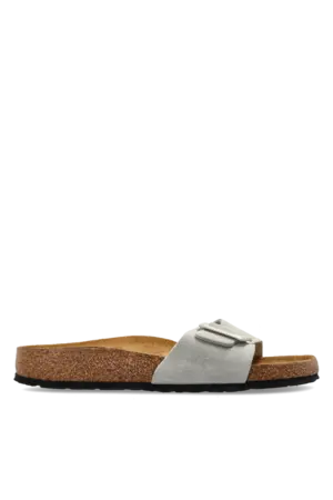 BIRKENSTOCK Madrid Cushion Buckle Suede’ Slides - Grey