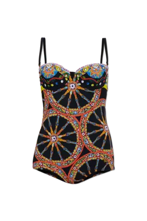 Dolce & Gabbana One-piece Swimsuit With 'carretto' Print - Multicolour