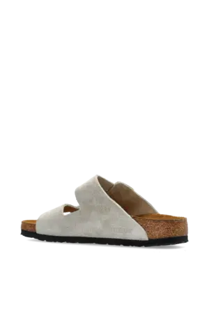 BIRKENSTOCK Arizona Cushion Buckle Suede Slides - Cream
