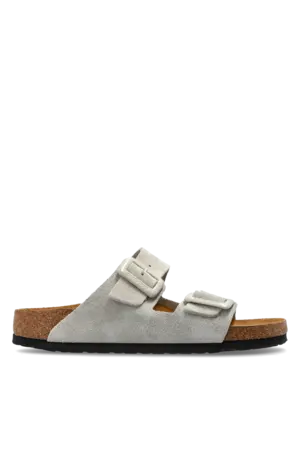 BIRKENSTOCK Arizona Cushion Buckle Suede Slides - Cream