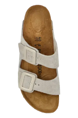 BIRKENSTOCK Arizona Cushion Buckle Suede Slides - Cream