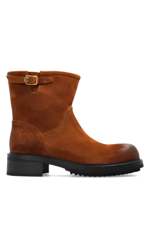 Versace Suede Ankle Boots - Brown
