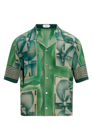 Versace Silk Shirt With "the Shapes" Print - Green