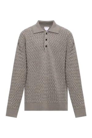 Bottega Veneta Wool Long Sleeve Polo - Grey