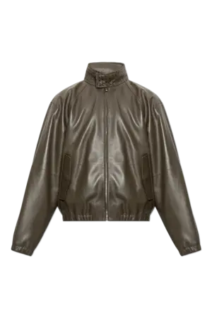 Bottega Veneta Leather Jacket With Stand-up Collar - Green