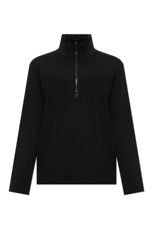 COURREGES Wool Sweater With Stand-up Collar - Black