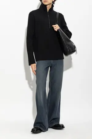 COURREGES Wool Sweater With Stand-up Collar