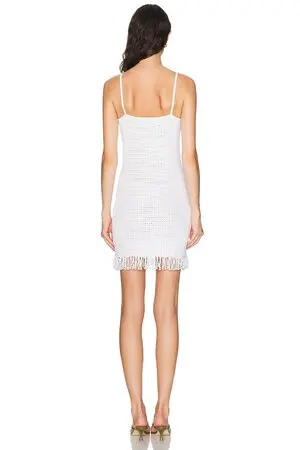 Casablanca Crochet Mini Dress With Beaded Fringe Trim