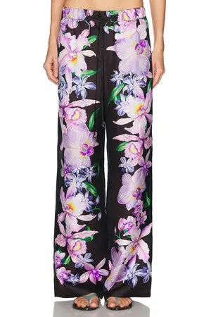 Attico Floral Printed Wide Leg Pants - Multicolor