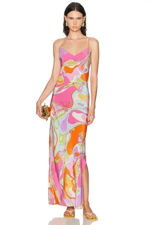 Emilio Pucci Crepe De Chine Long Dress In Multi - Multicolor