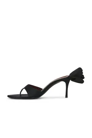 Magda Butrym Satin Flower Sandal Heel - Black