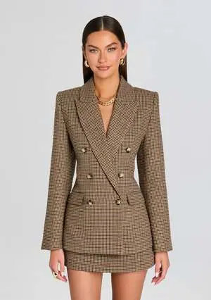 SEROYA Romi Jacket - Tan Houndstooth