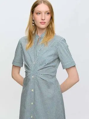 CALLAS MILANO Noor Button-front Shirt Dress With Mosaic Print