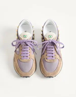 Valentino Garavani Studded Butterfly Embroidered Sneakers - Lilac/multicolor