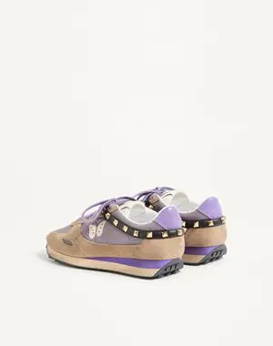 Valentino Garavani Studded Butterfly Embroidered Sneakers - Lilac/multicolor